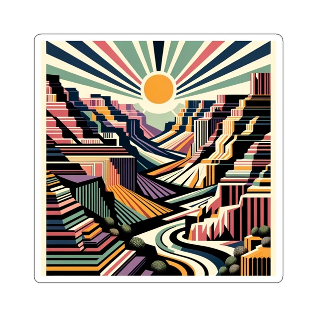 DOPASTICKER Sticker Geometric Grand Canyon Travel Poster Style Art ...