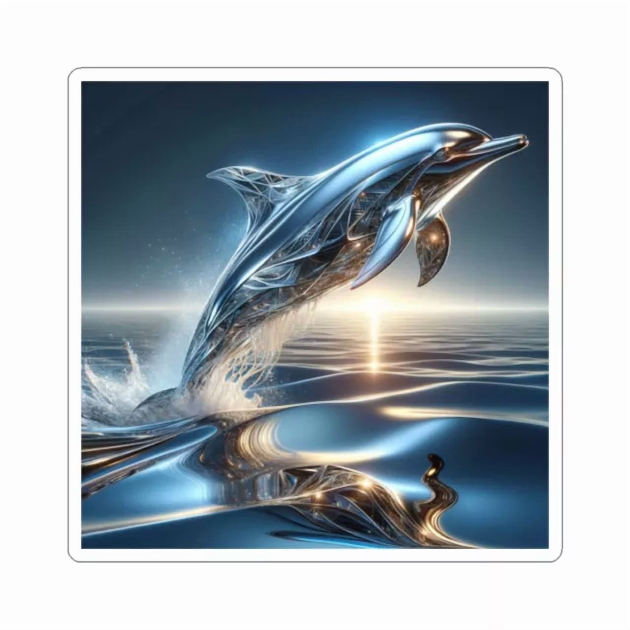 DOPASTICKER Sticker Gleaming Dolphin In Liquid Metal- Design Preview ...