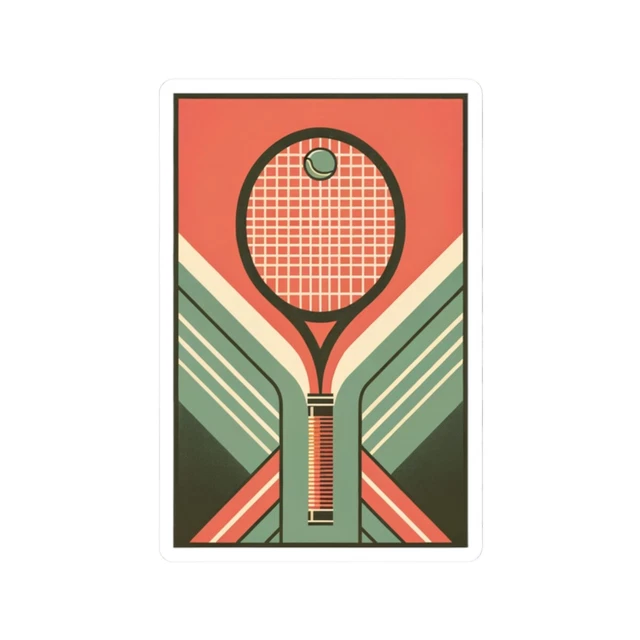 DOPASTICKER Sticker Mid Century Minimalist Tennis Racket Chevron Art ...