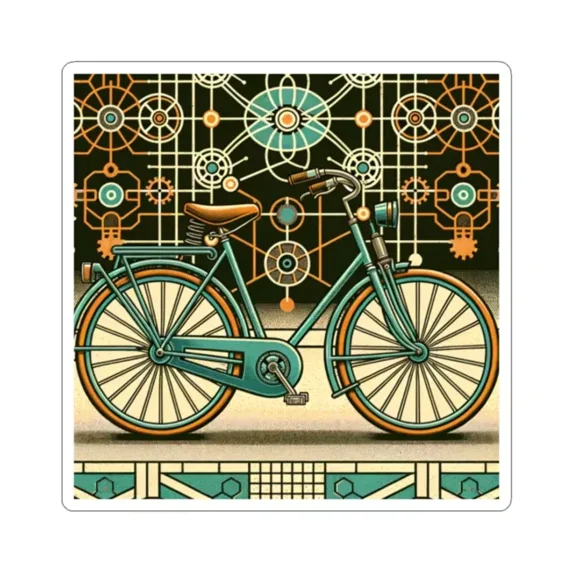 DOPASTICKER Sticker Mid Century Retro Bicycle Design- Design Preview ...