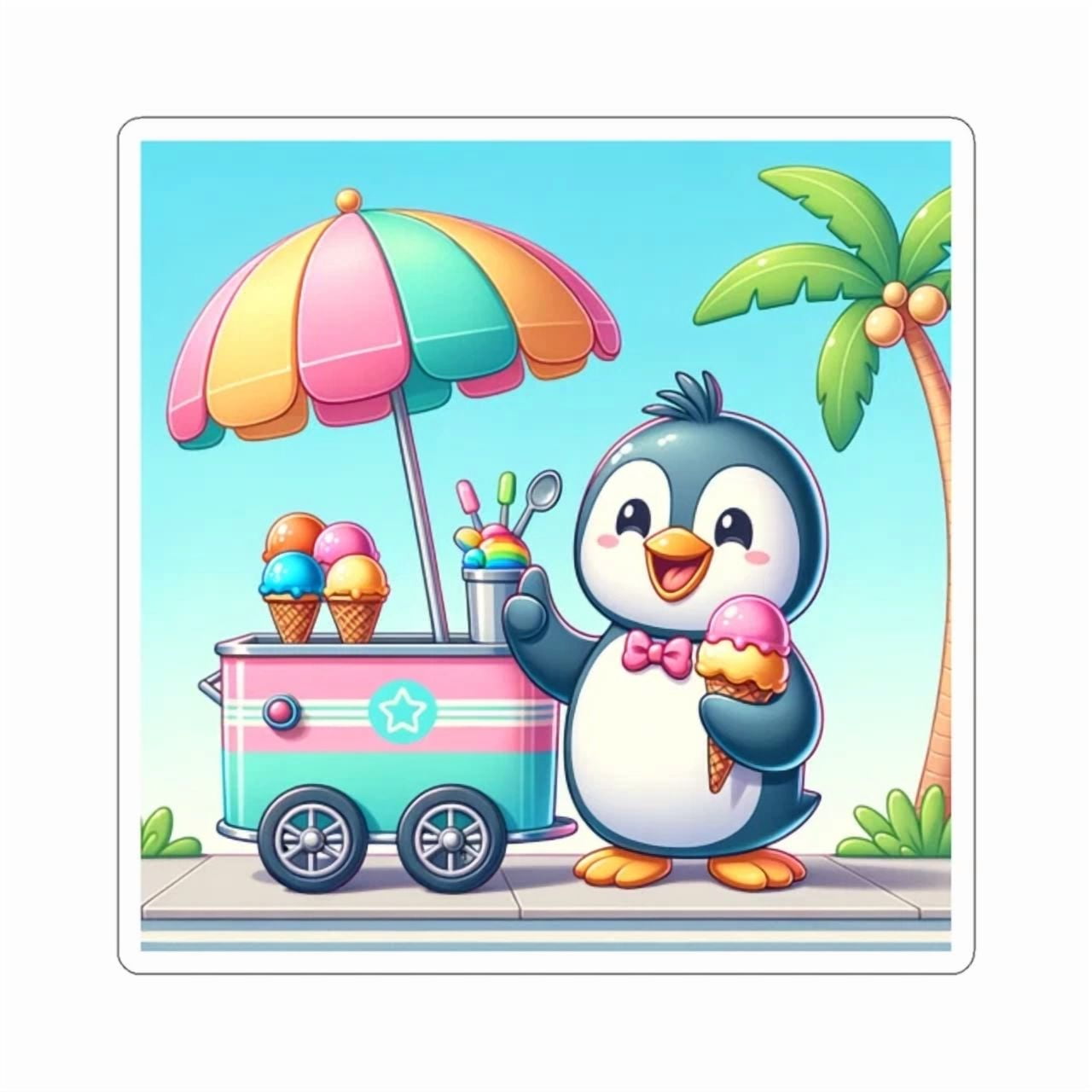 DOPASTICKER Sticker Retro Penguin Ice Cream Vendor- Design Preview Only ...