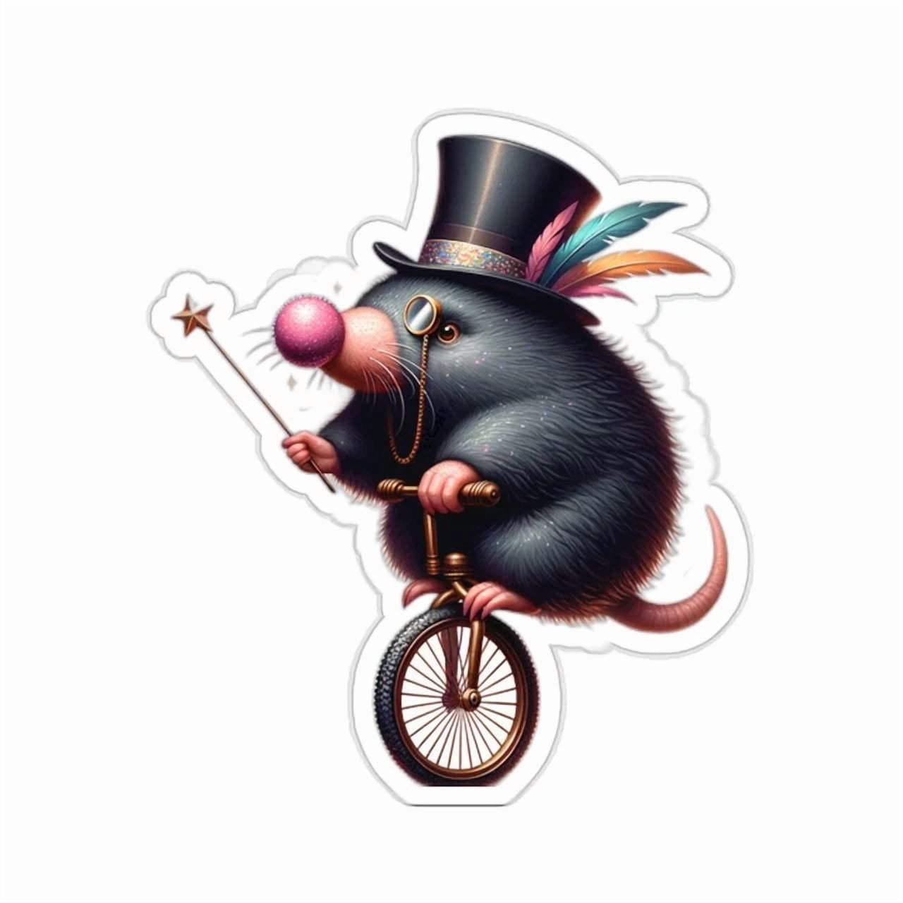 DOPASTICKER Sticker Star-Nosed Mole Top Hat Unicycle Whimsical Cute ...