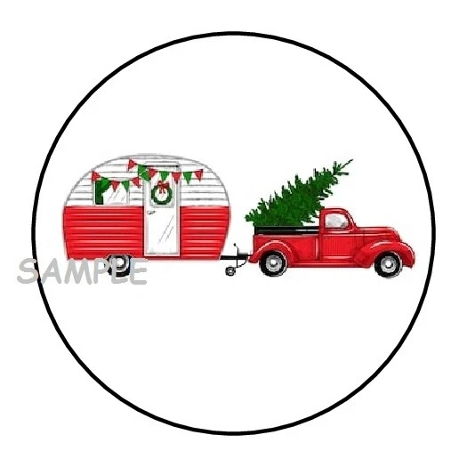 DOPASTICKER Stickers Classic Red Truck Camper Phone Decal Water Bottle ...