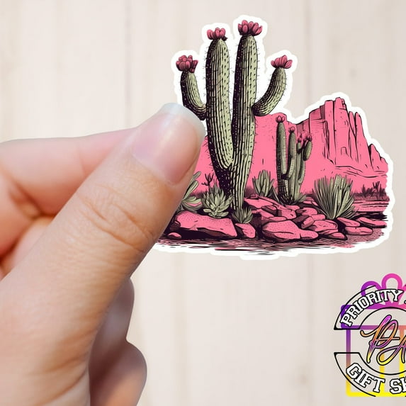 DOPASTICKER Stickers, Cowgirl Cactus Sticker, Motivational Pink Cowgirl ...