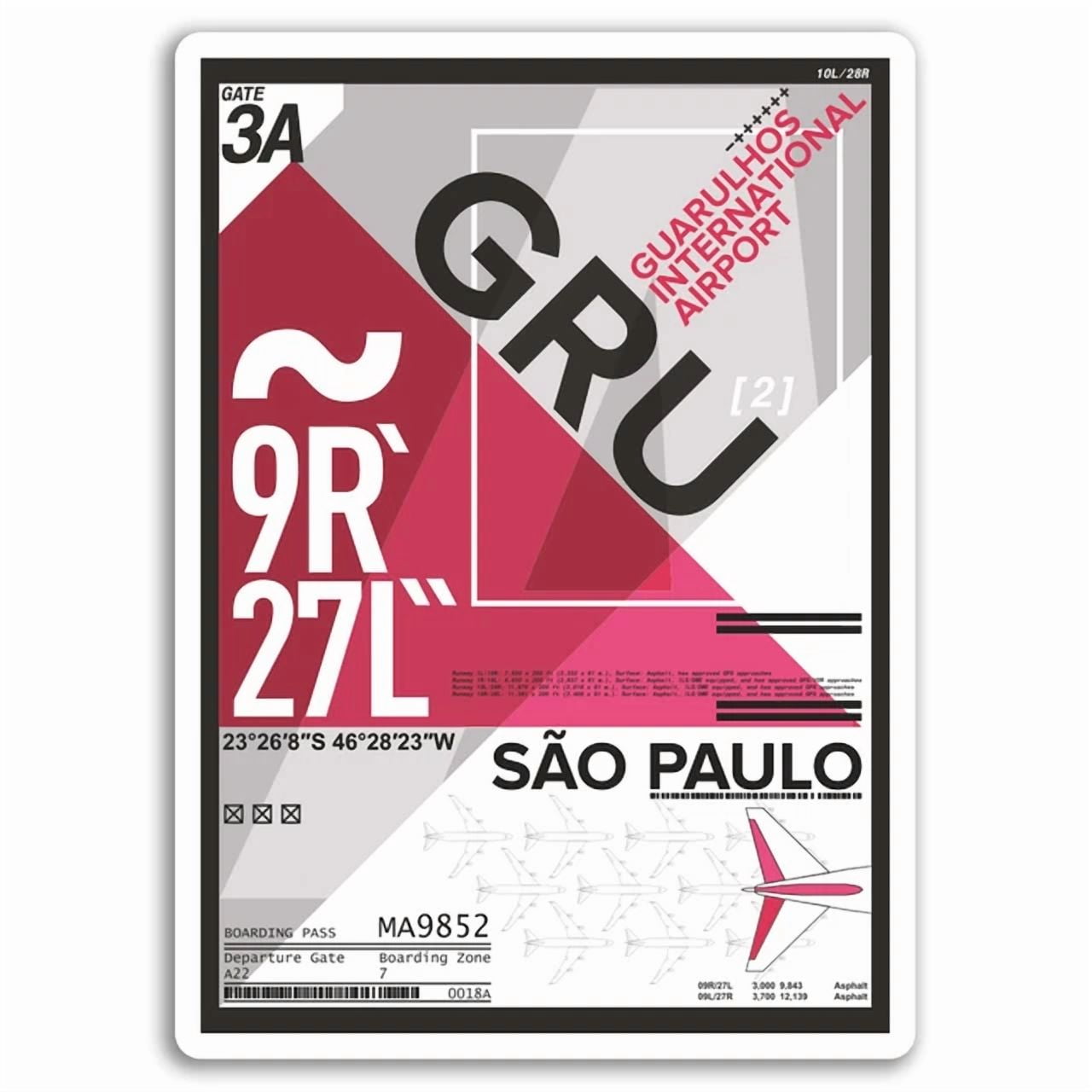 DOPASTICKER Stickers Sao Paulo Airport Stickers - Brazil Sticker Laptop ...