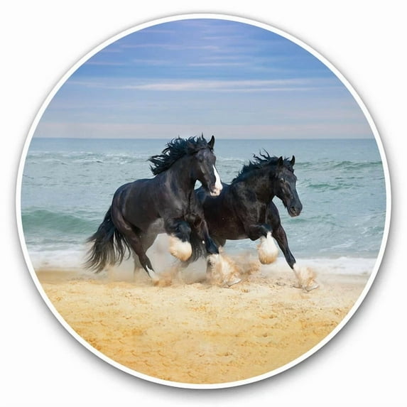 DOPASTICKER Stickers -Shire Horses Animal Ocean Cool Gift Decorative ...