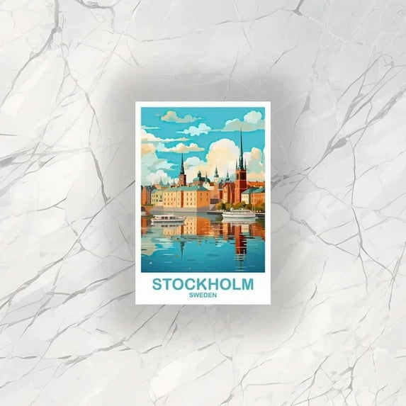 DOPASTICKER Stockholm Sweden Travel Sticker, Stockholm Art, Sweden City ...