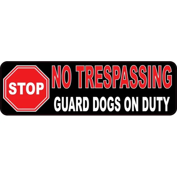 DOPASTICKER Stop Sticker No Trespassing Guard Dogs On Duty Sticker Door ...