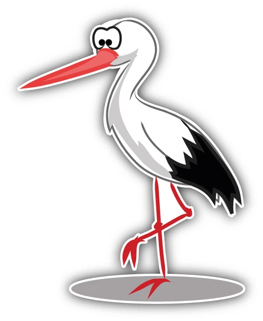 DOPASTICKER Stork Standing Cartoon Car Sticker Phone Decal Water Bottle ...