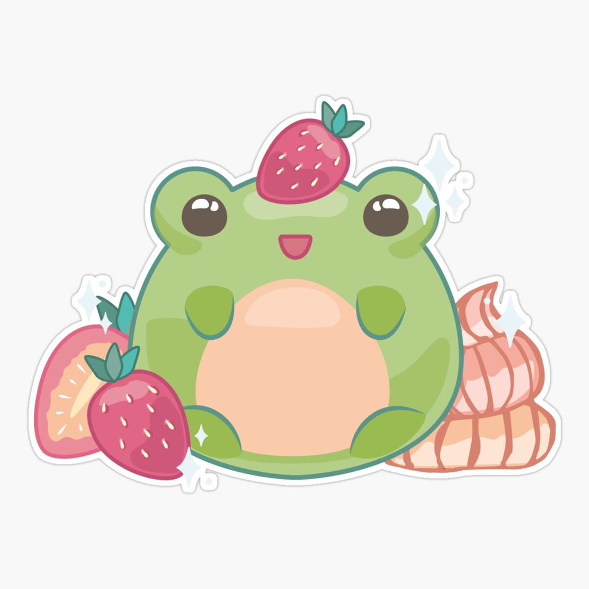 DOPASTICKER Strawberry Frog Sticker, Phone Sticker Car Stickers ...