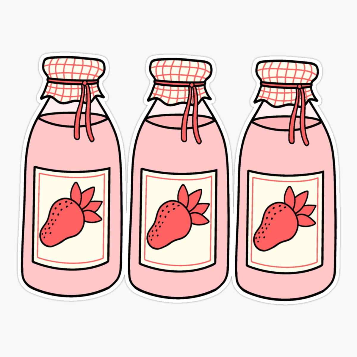 DOPASTICKER Strawberry Milk Bottles Sticker, Phone Sticker Car Sticker ...