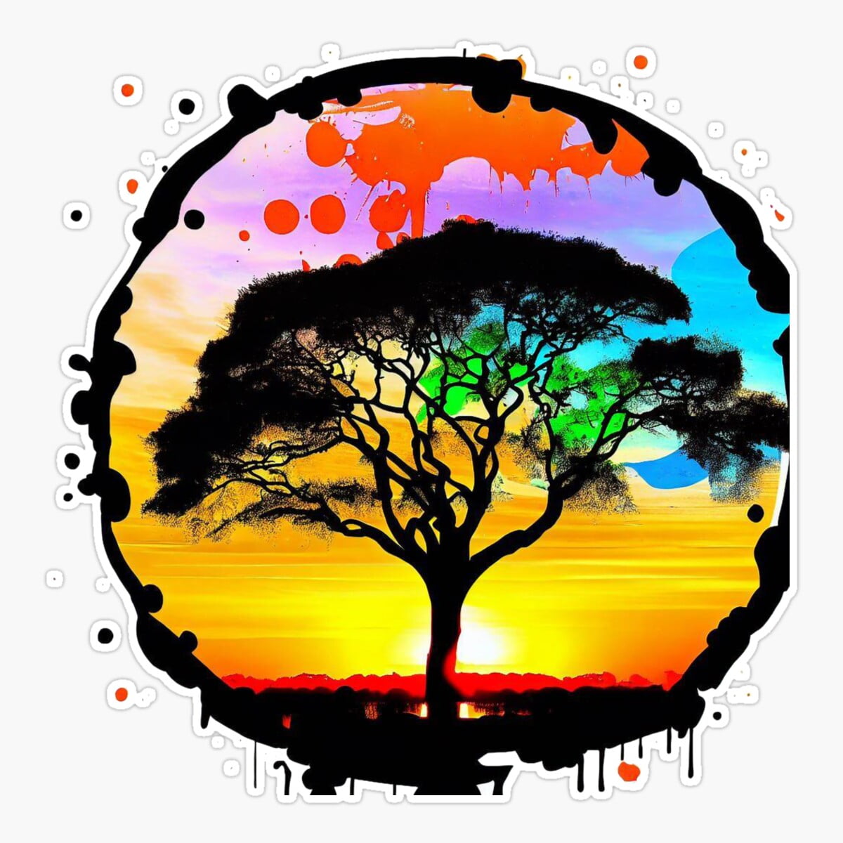 DOPASTICKER Street Art African Sunset Sticker, Phone Sticker Car ...