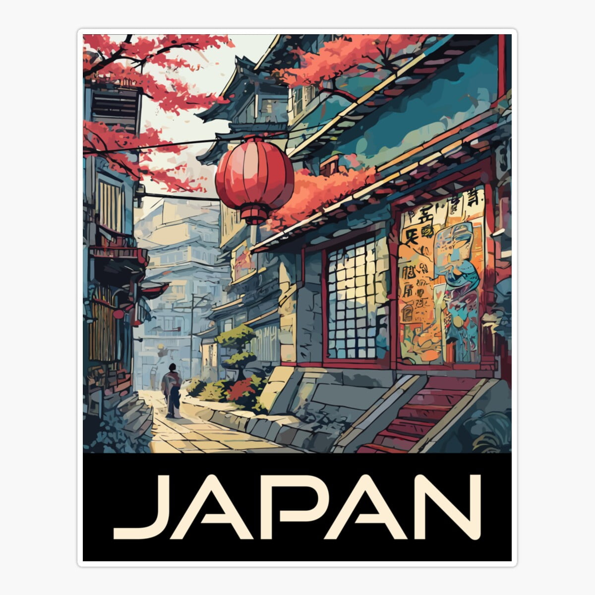 DOPASTICKER Streets Of Japan Without Frame Sticker, Phone Sticker Car ...