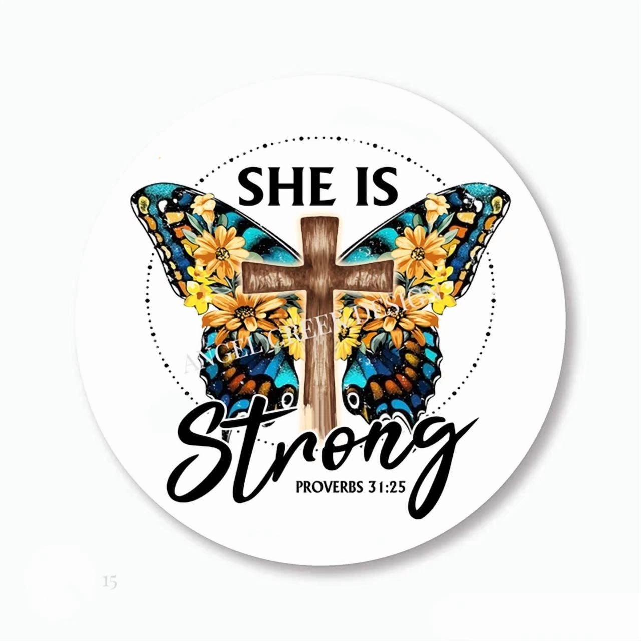 DOPASTICKER She Is Strong Lord Cross Butterfly Scrapbook Stickers ...