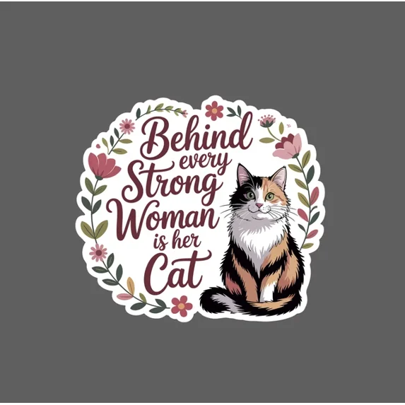 DOPASTICKER Strong Woman'S Cat Sticker Cats Pet Family Love Quote Gift ...