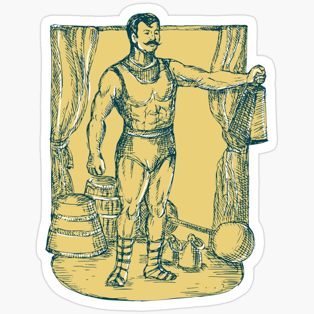 DOPASTICKER Strongman Lifting Weight Drawing Sticker Phone Decal Water ...