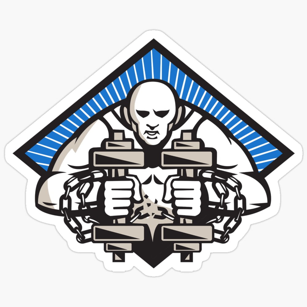 DOPASTICKER Strongman With Dumbbell In Chains Sticker Phone Decal Water ...