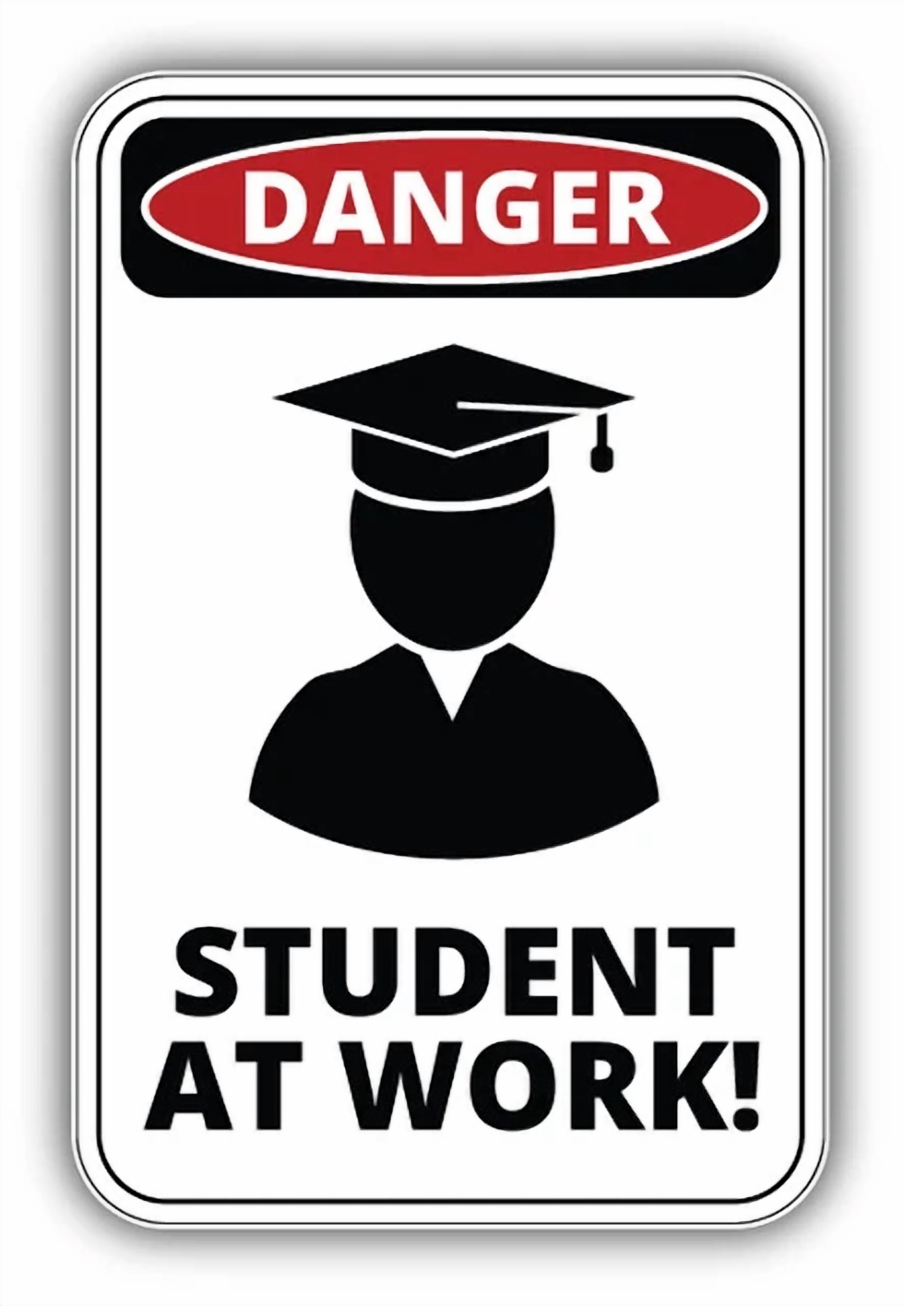 DOPASTICKER Student At Work Danger Sign Sticker Decal Phone Decal Water ...