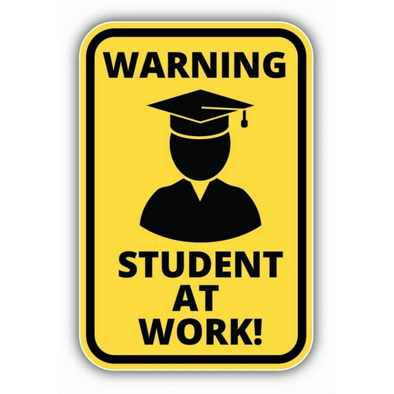 DOPASTICKER Student At Work Warning Sign Car Bumper Sticker Gift You ...