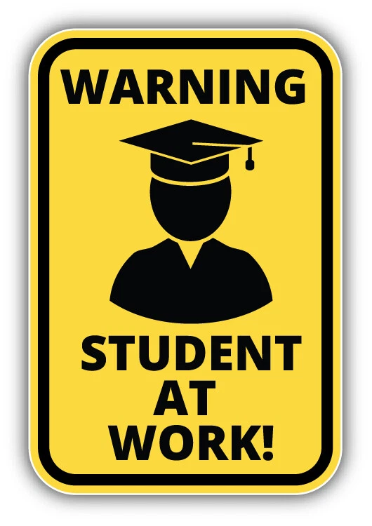 DOPASTICKER Student At Work Warning Sign Car Bumper Sticker Gift You ...
