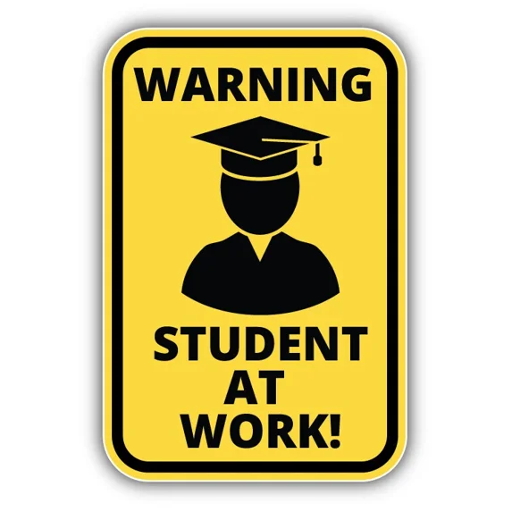 DOPASTICKER Student At Work Warning Sign Car Bumper Sticker Gift You ...