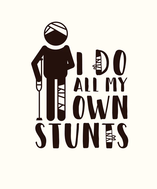 DOPASTICKER Stuntman Sticker Accident Clumsy Bandage Crutches Stunts ...