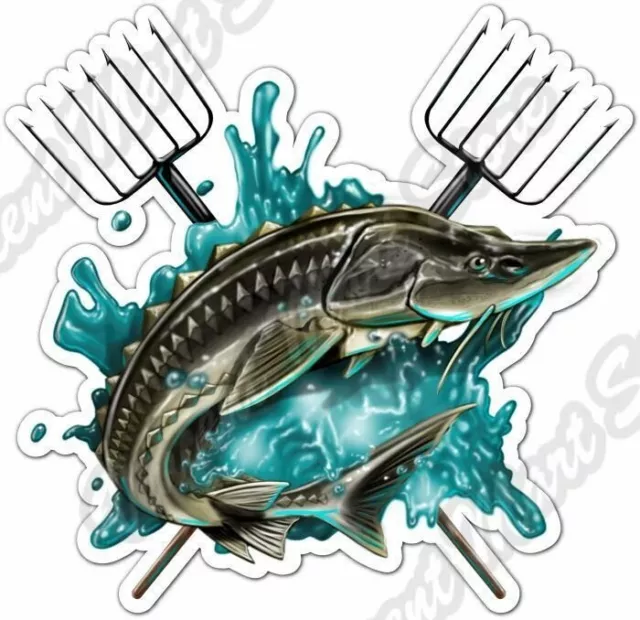 DOPASTICKER Sturgeon Spear Fishing Fisherman Ocean Fish Car Sticker ...