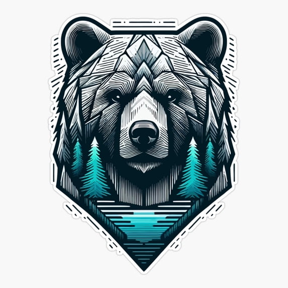DOPASTICKER Stylized Bear Sticker, Phone Sticker Water Bottle Sticker ...