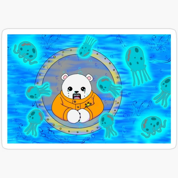 DOPASTICKER Submarine Bepo Looking At Jellyfish Sticker Phone Decal ...
