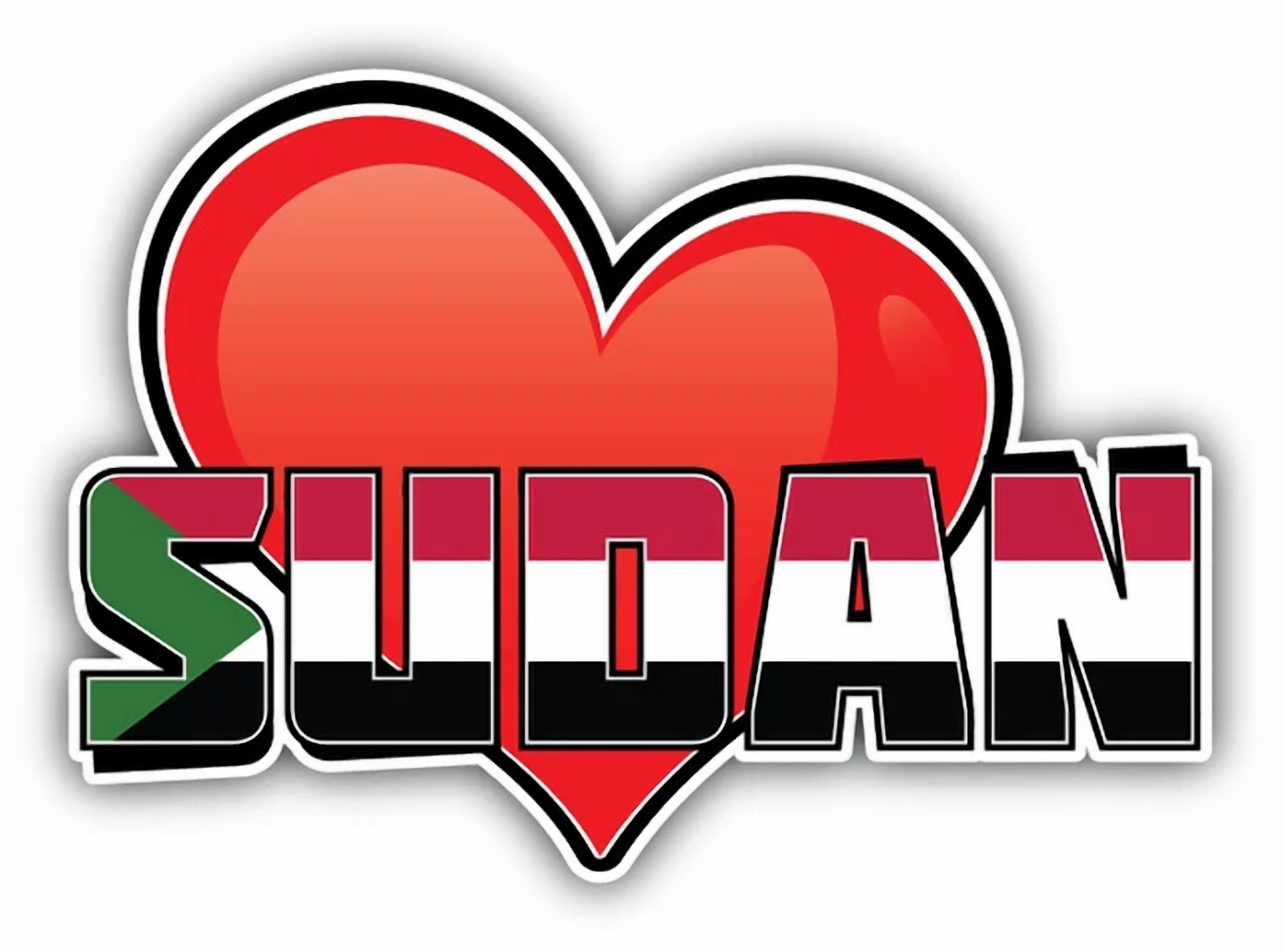 DOPASTICKER Sudan Art Heart Flag Travel Sticker Decal Phone Decal Water ...