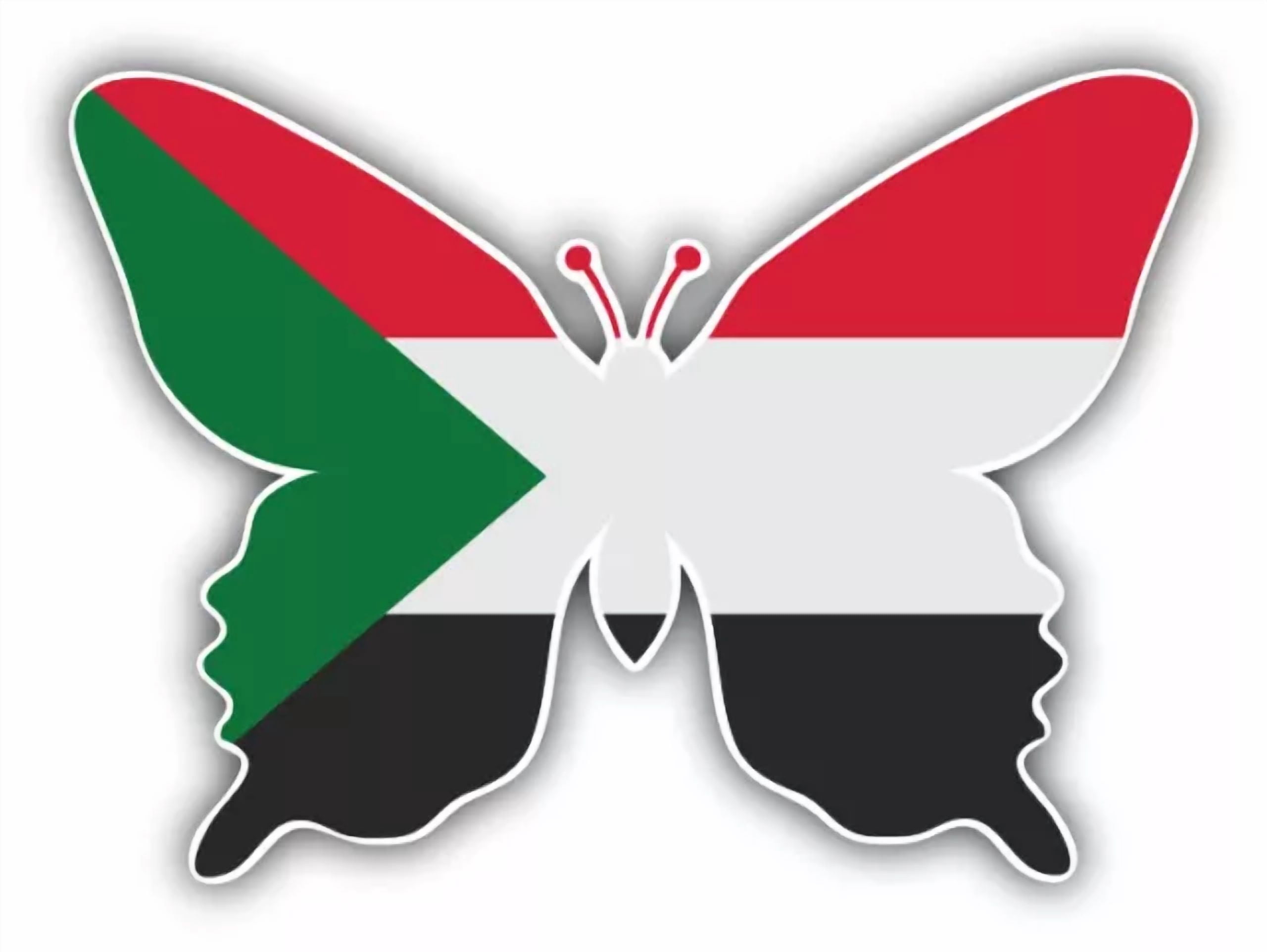 DOPASTICKER Sudan Flag Butterfly Sticker Decal Phone Decal Water Bottle ...