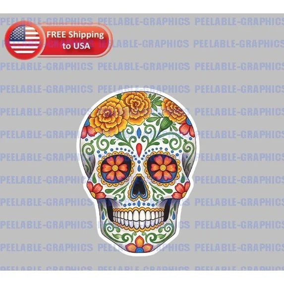 DOPASTICKER Sugar Skull Dia De Los Muertos Sticker Horror Sticker Phone ...