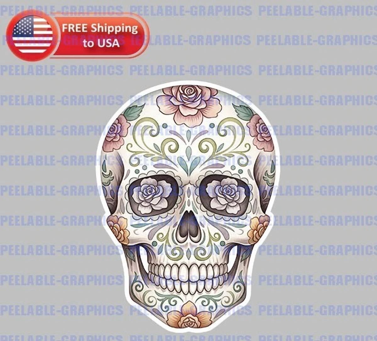 DOPASTICKER Sugar Skull Dia De Los Muertos Sticker Horror Sticker Phone ...