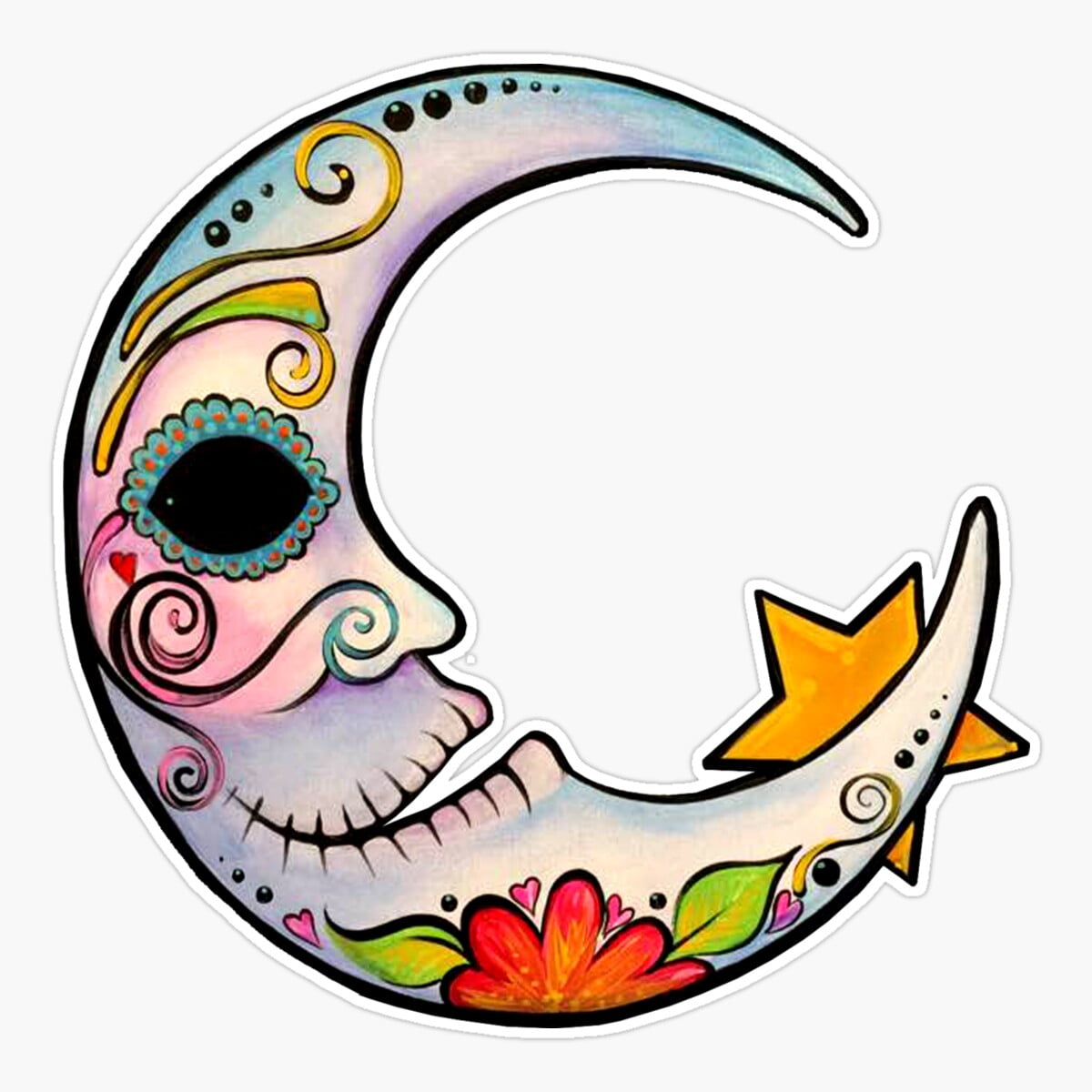 DOPASTICKER Sugar Skull Moon Sticker, Phone Sticker Water Bottle ...