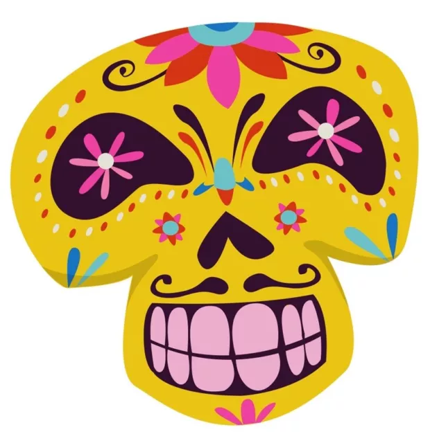 DOPASTICKER Sugar Skull Sticker Yellow Day Of The Dead Dia De Los ...
