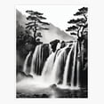 DOPASTICKER Sumi-E Waterfall Forest Mountains Sticker, Phone Sticker ...