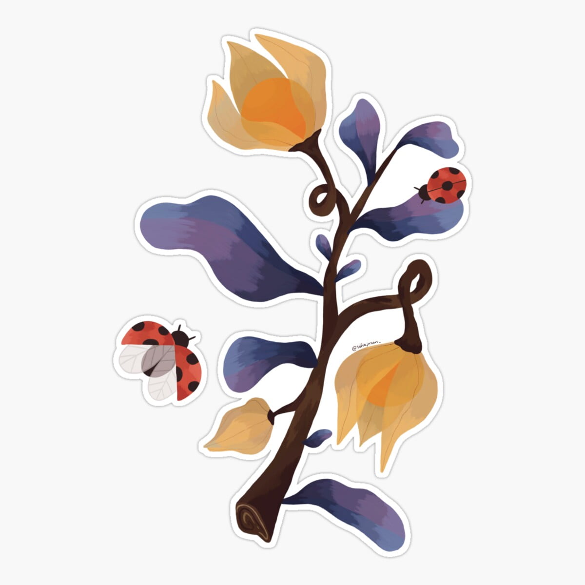 DOPASTICKER Summer Fruits, Pineapple Cherries Sticker, Phone Sticker ...