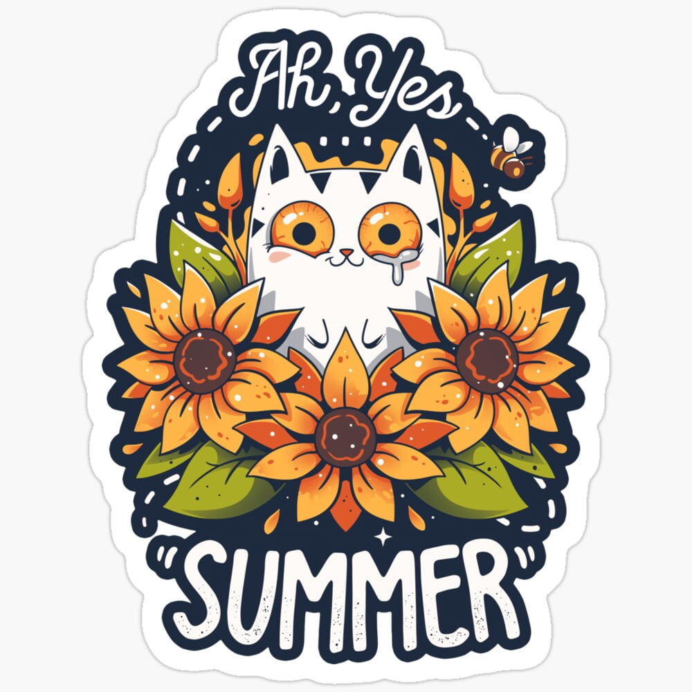 DOPASTICKER Summer Kitten Sniffles - Allergic Cat Sticker Phone Decal ...