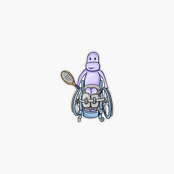 DOPASTICKER Summer Set Purple Dino In Sports Wheelchair Sticker, Phone ...