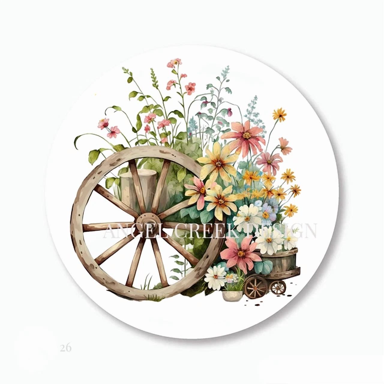 DOPASTICKER Summer Wildflowers Wagon Wheel Scrapbook Stickers Floral ...