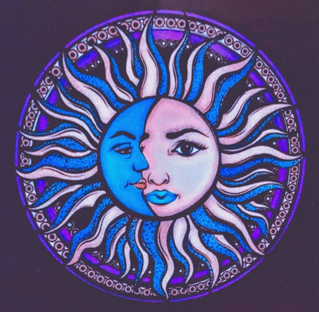 DOPASTICKER Sun Face Sticker Moon Blue Yellow Stars Space Galaxy ...