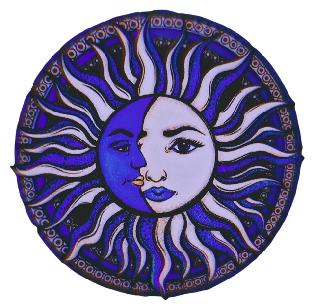 DOPASTICKER Sun Face Sticker Moon Dark Blue Yellow Stars Space Galaxy ...