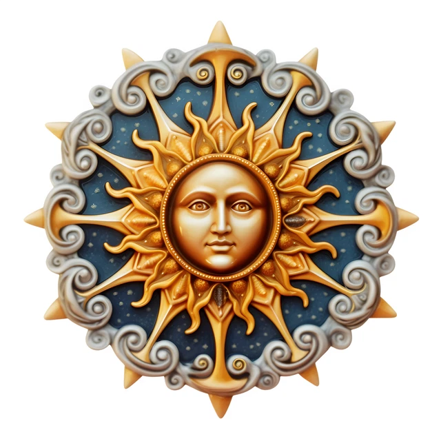 DOPASTICKER Sun Moon Sticker Celestial Design Face Beautiful Solar ...