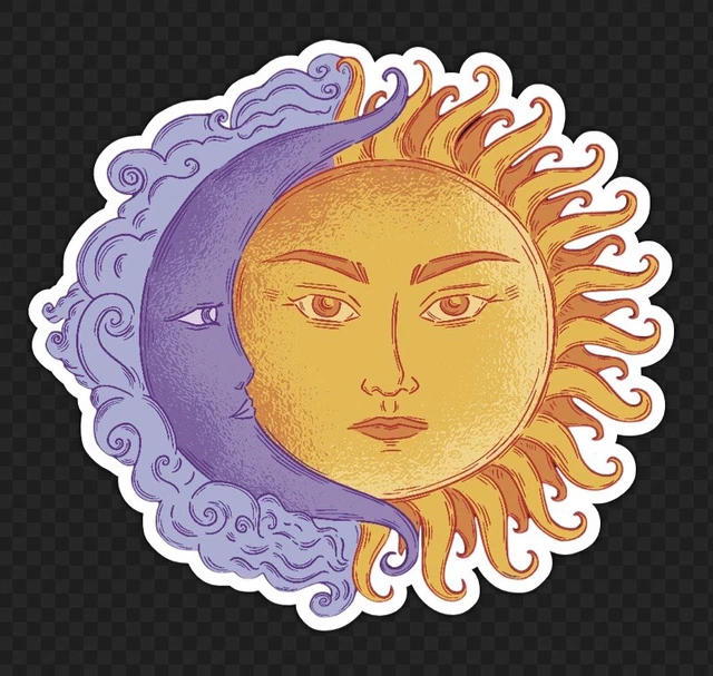 DOPASTICKER Sun Moon Sticker Celestial Zodiac Sky Stars Universe Loa ...