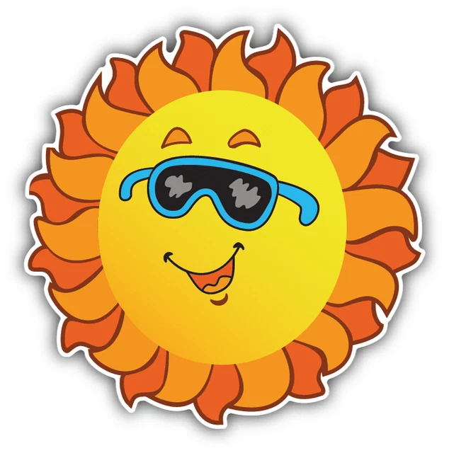 DOPASTICKER Sun Smile Sunglasses Cartoon Sticker Decal Phone Decal ...