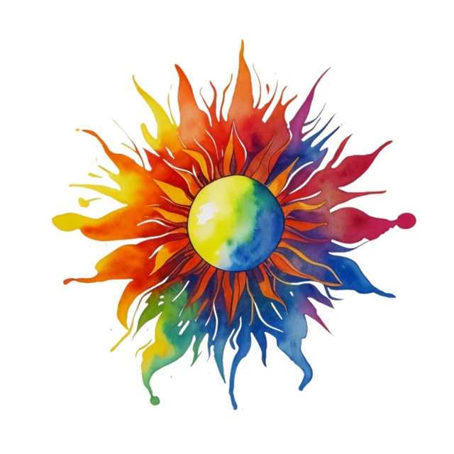 DOPASTICKER Sun Sticker Beautiful Colorful Rainbow Rays Summer Vibrant ...