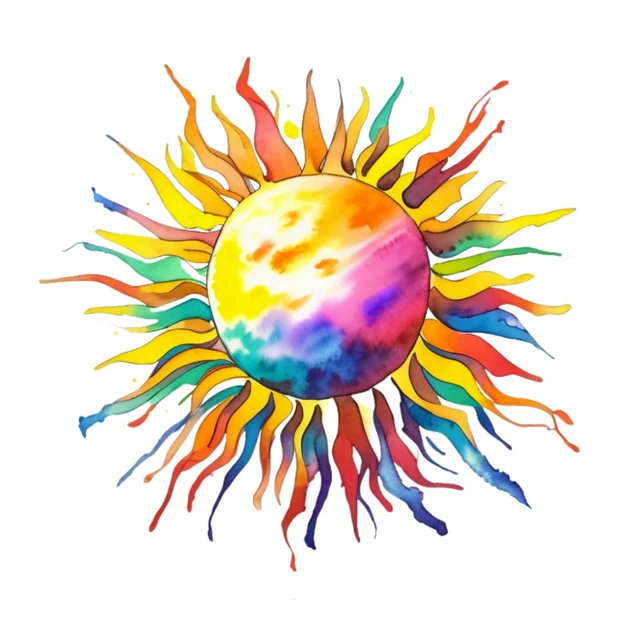 DOPASTICKER Sun Sticker Beautiful Colorful Rainbow Rays Summer Vibrant ...