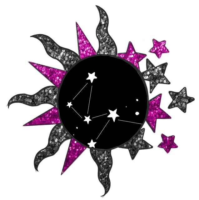 DOPASTICKER Sun Sticker Pink Purple Black Stars Space Galaxy Celestial ...