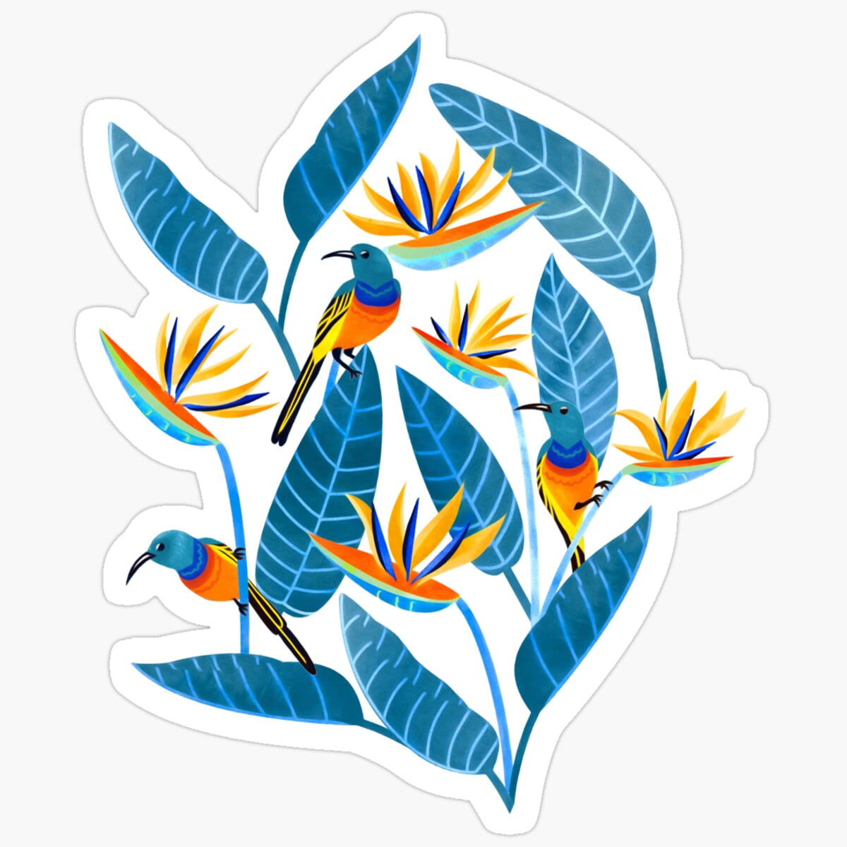 DOPASTICKER Sunbird And Strelitzia Spotting Sticker Birthday Gifts ...