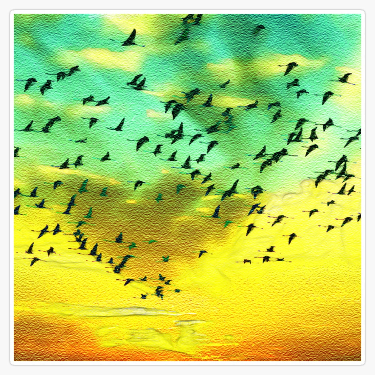 DOPASTICKER Sunrise Flamingoes Birds Flying Sticker, Phone Sticker Car ...